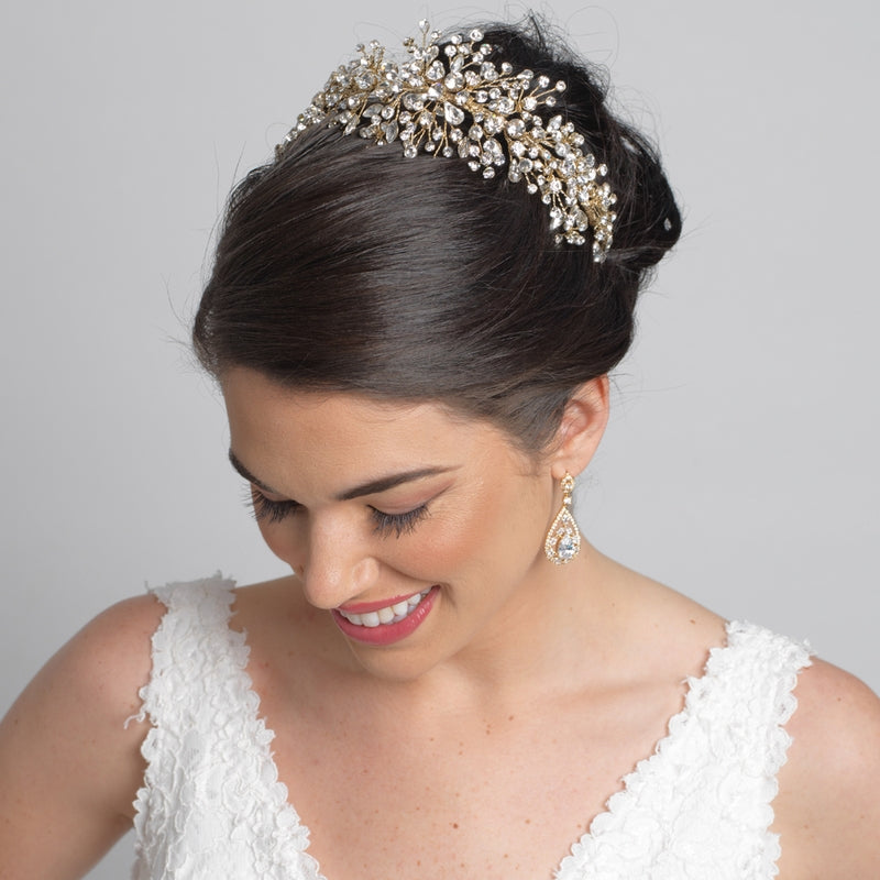 Dazzling Crystal Spray Wedding Headband Headpiece – La Bella Bridal ...