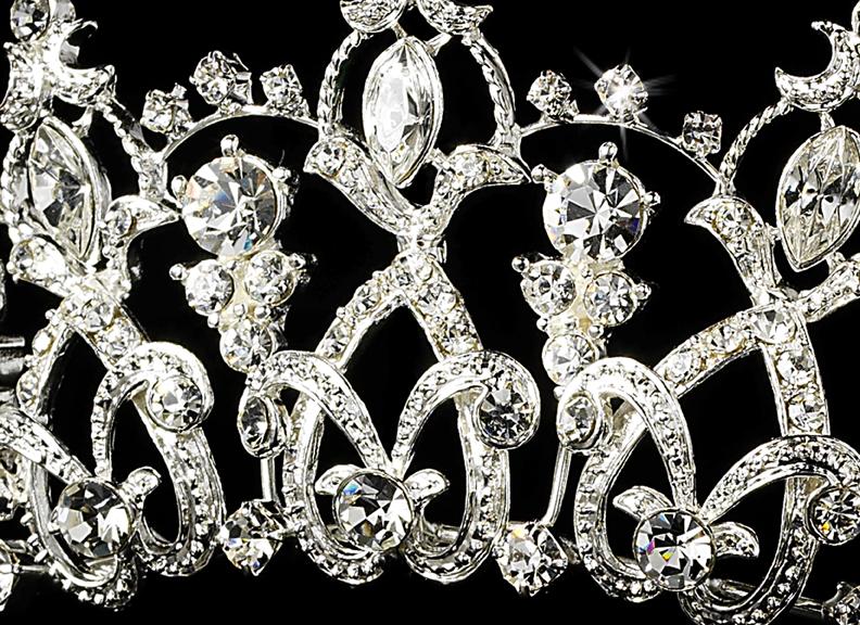 Romantic Antique Silver Crystal Wedding Tiara – La Bella Bridal Accessories