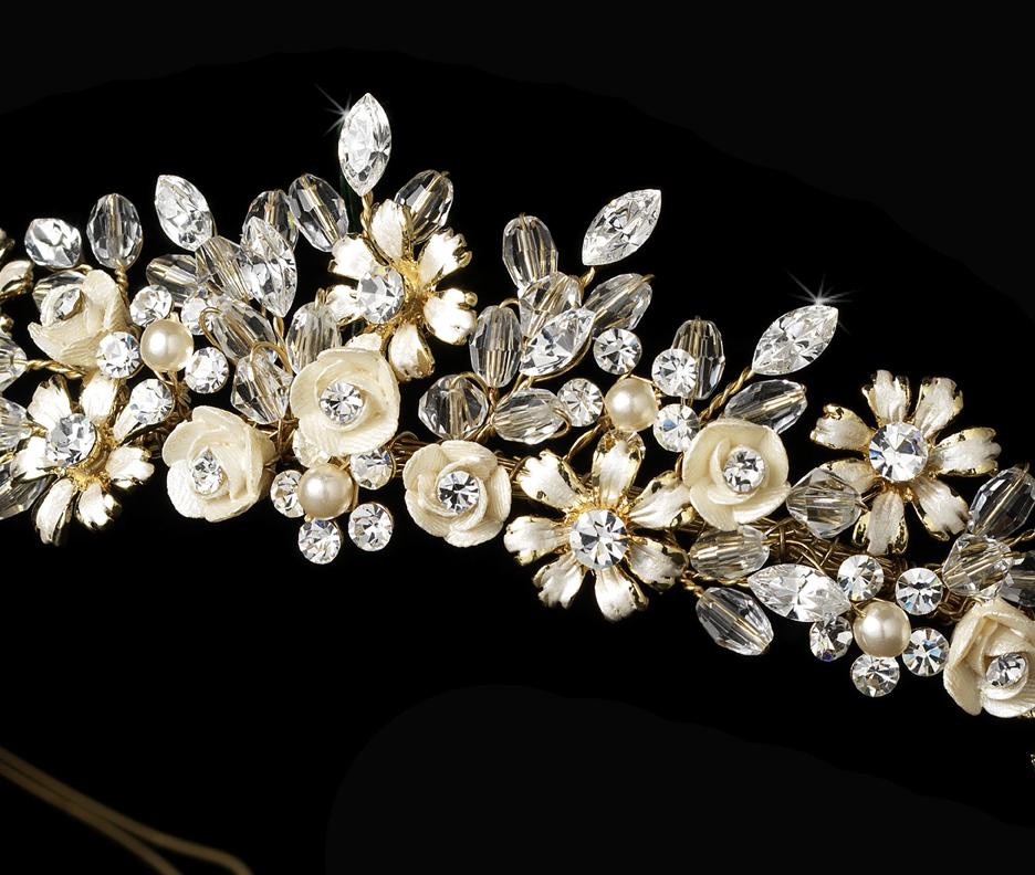 Gold or Silver Floral Bridal Tiara – La Bella Bridal Accessories